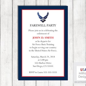 Air Force Farewell Invitation Printable US Air Force Farewell | Etsy