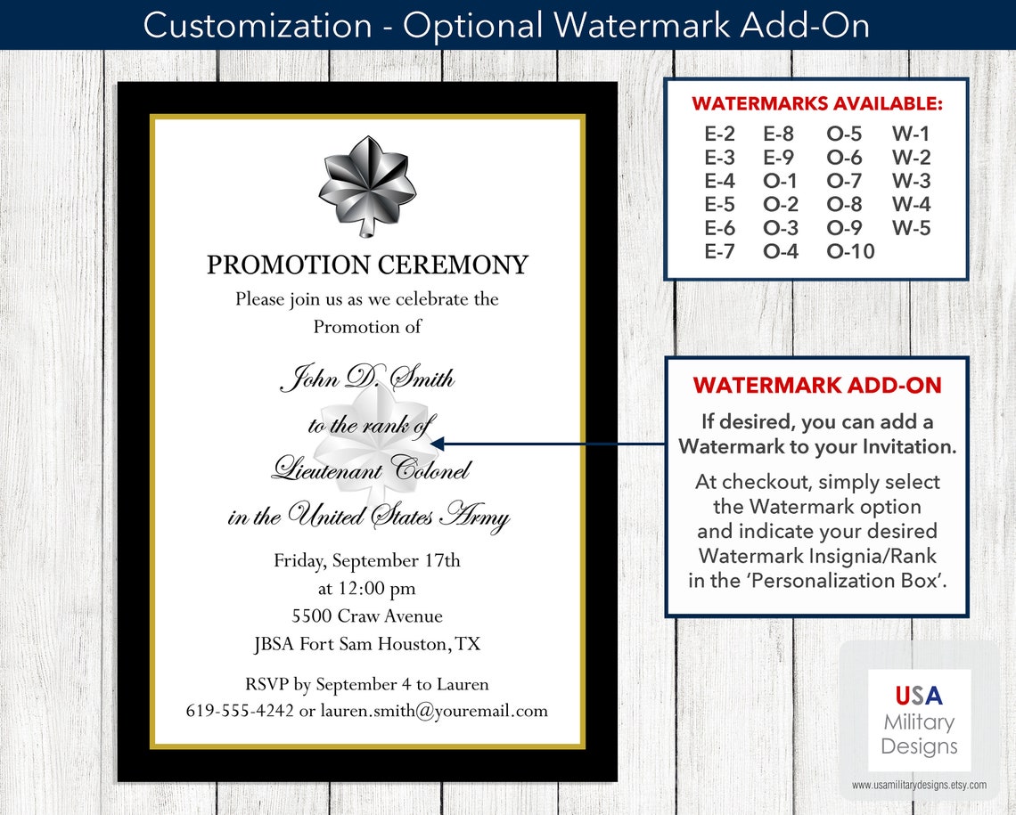 Army Promotion Ceremony Invitation Printable Army Promotion Etsy