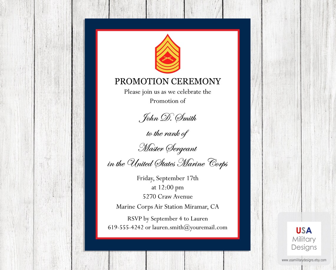 Marine Corps Promotion Ceremony Invitation, Printable Marine Corps ...
