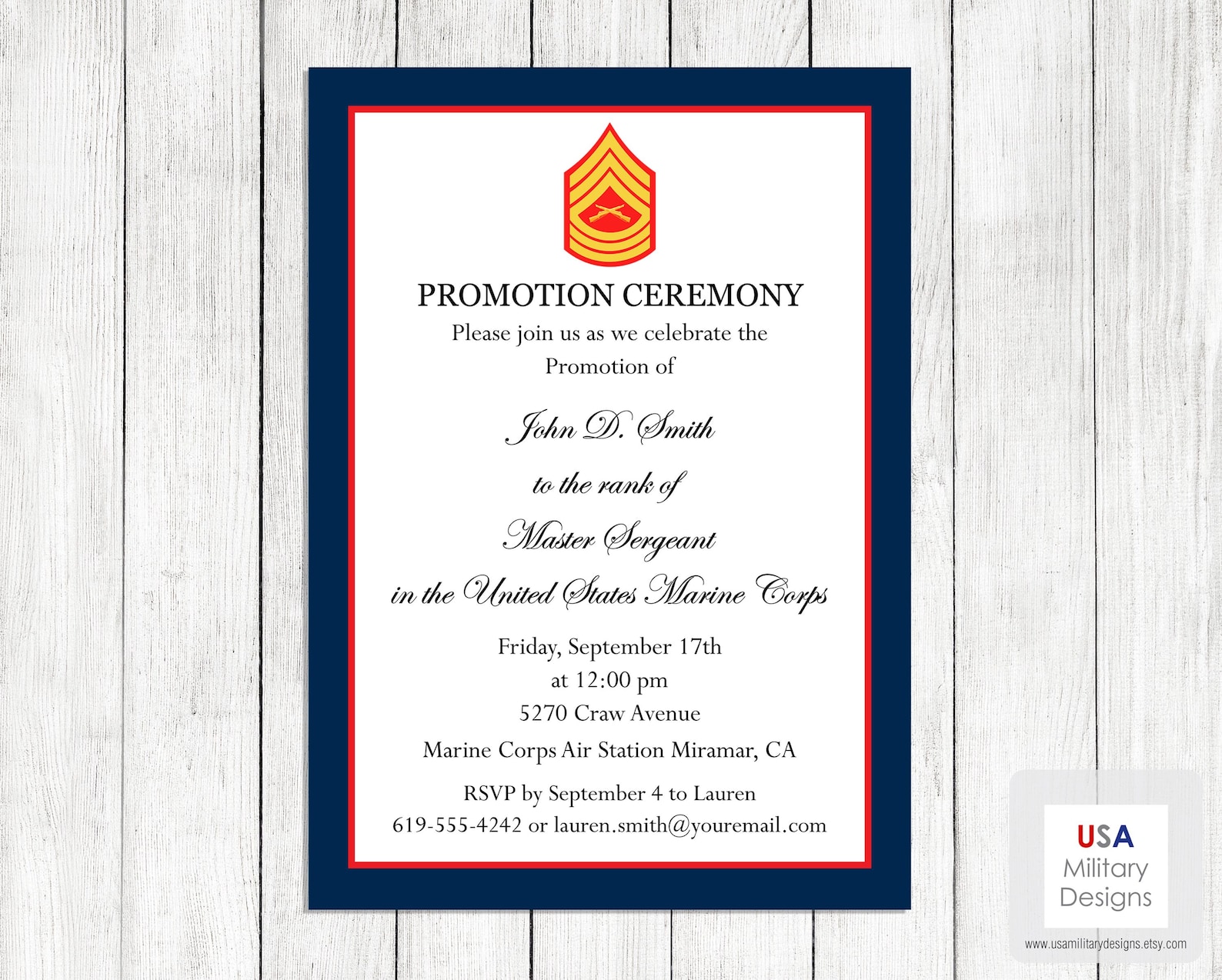 Marine Corps Promotion Ceremony Invitation, Printable Marine Corps ...