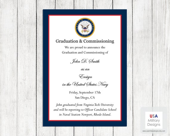 Navy Commissioning & Graduation Announcement Printable US | Etsy