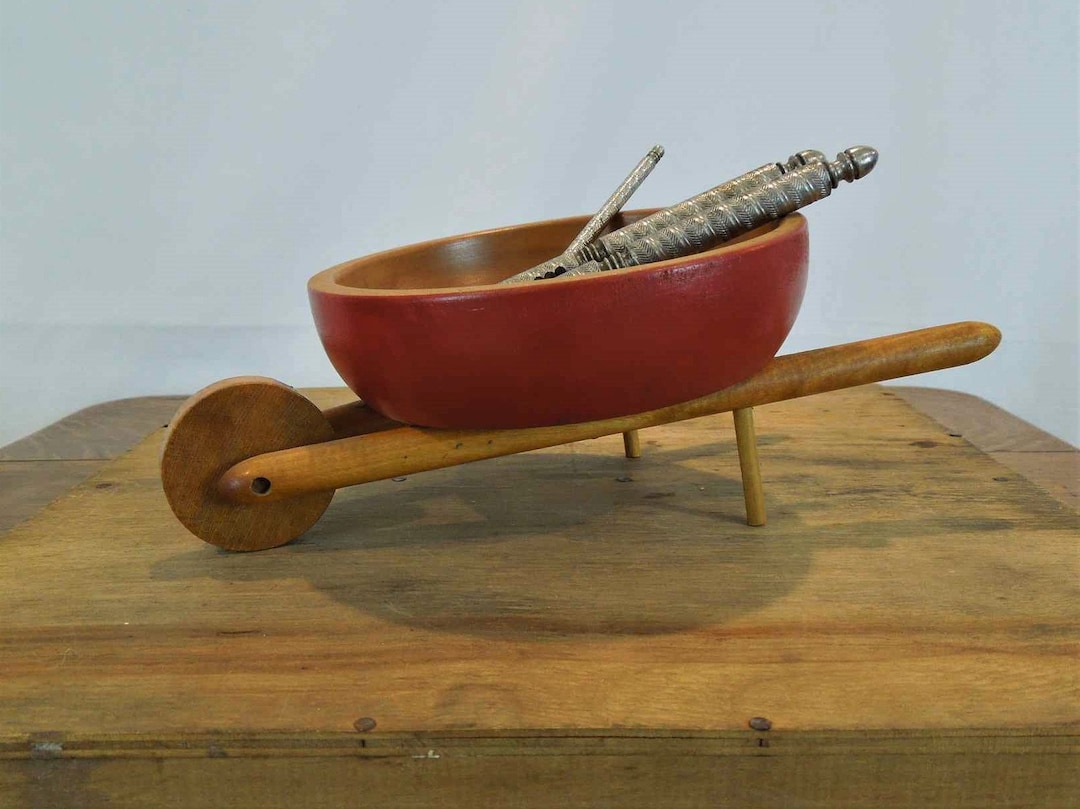 Wooden Wheelbarrow. Nut Bowl. Candy Dish. Rolling Wheel. - Etsy