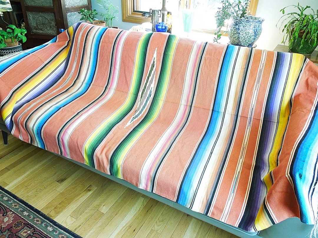 Mexican Sarape Blanket. Woven Wool, Cotton. 87 1/2 X 50 With 4 3/4 ...