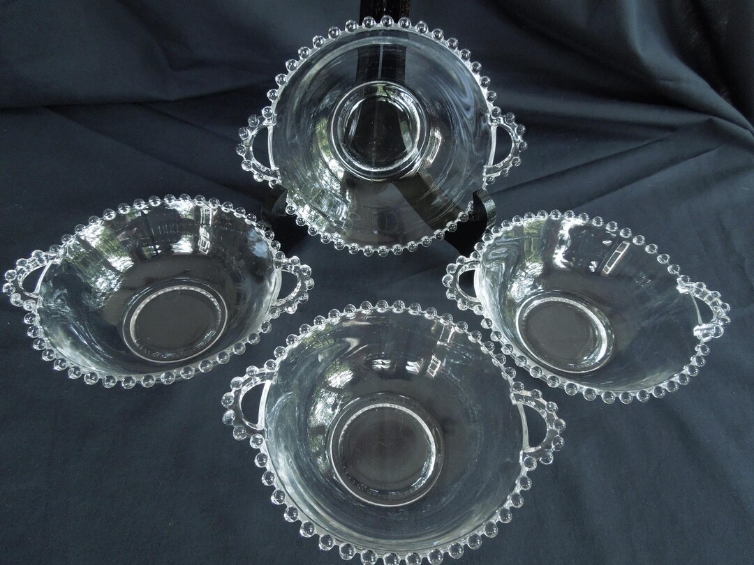Imperial Glass Candlewick Pattern. Set of 4 Handled Bowls. 5" Fruit ...