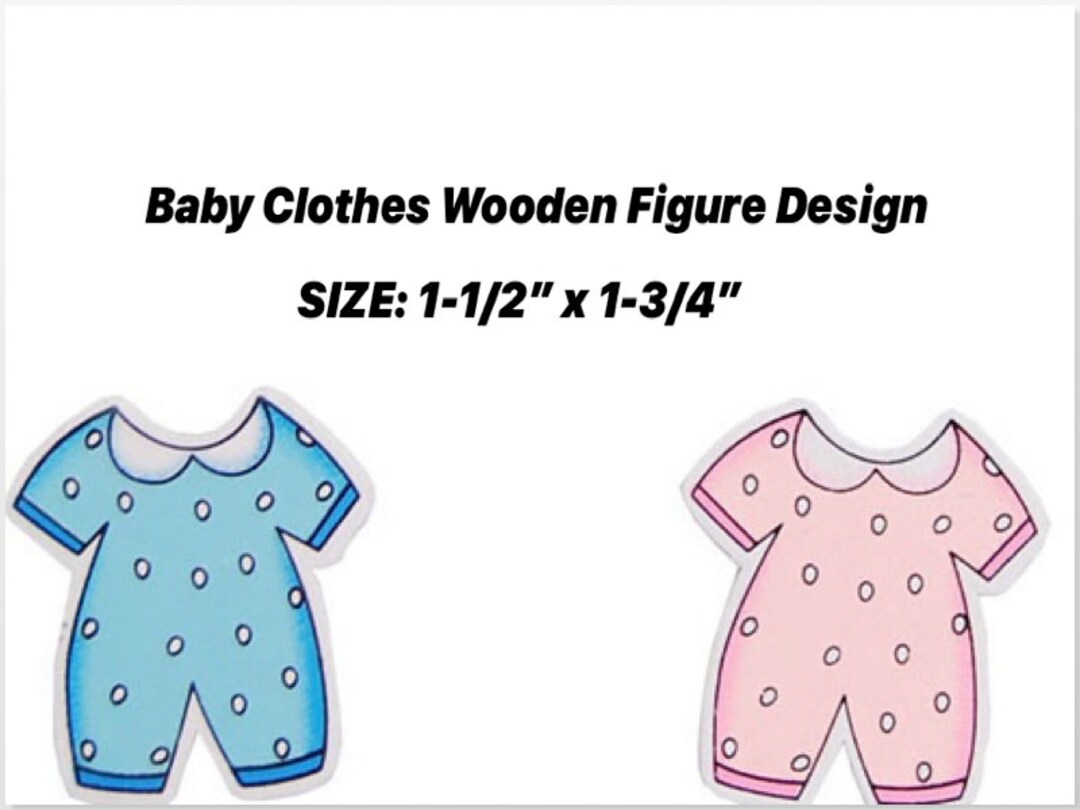 Pack of 6 Small Baby Clothes Wooden Figure Design Favors 1-1/2 X 1-3/4 ...