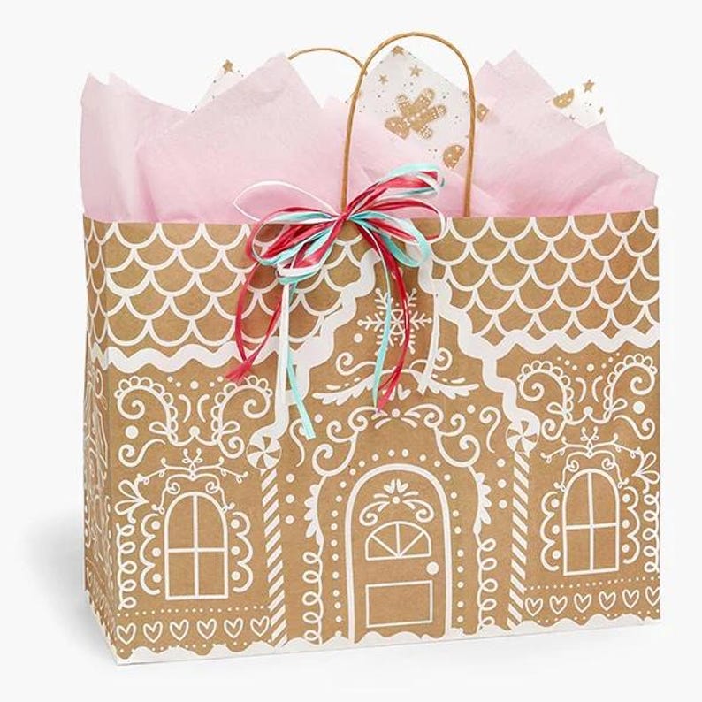 GINGERBREAD COTTAGE Design Shopping Gift Paper ((bag Only)) Choose Size ...