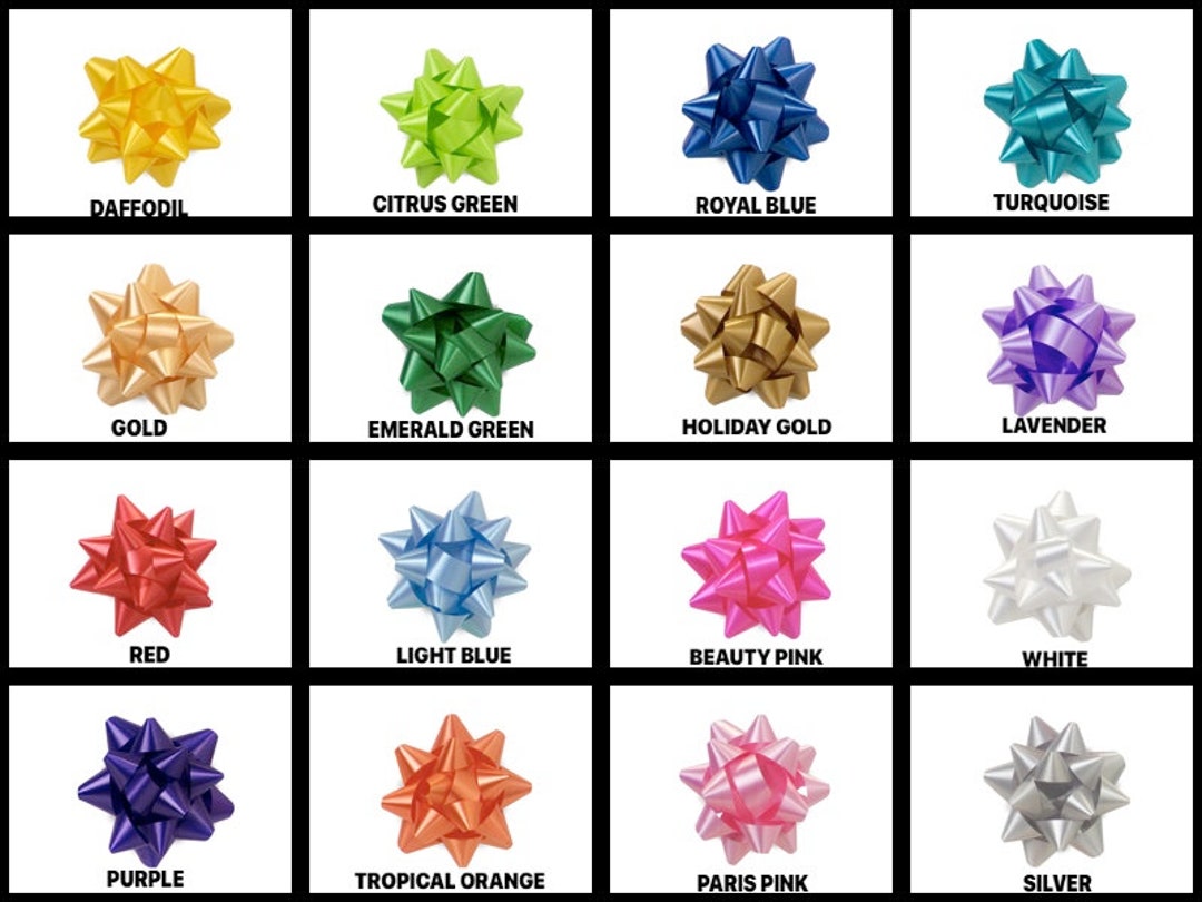 Small Star Gift Bows 2-1/2" Bows 12 Loops Easy Peel & Stick Choose ...
