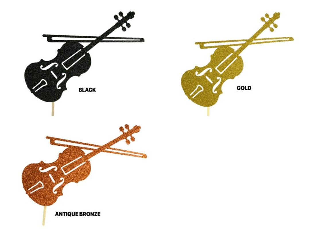 Glitter VIOLIN Design Cake Topper Birthday Musical Theme 5.5" Tall ...
