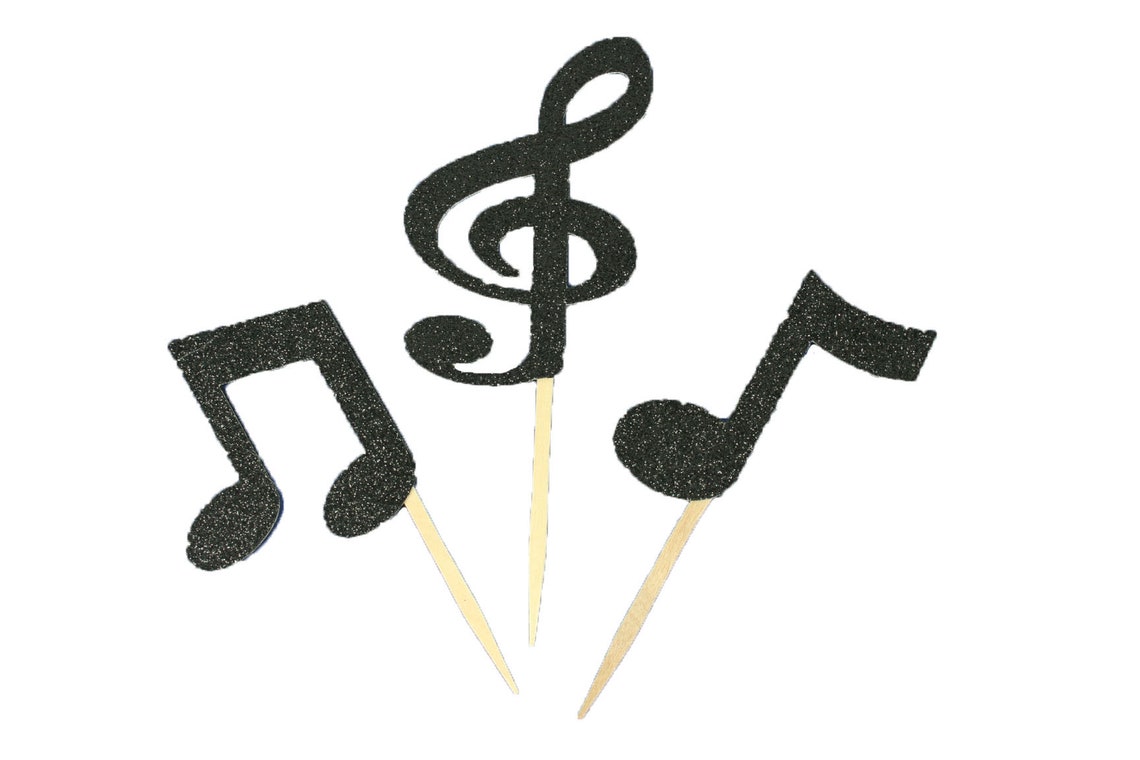 Assorted Glitter MUSICAL NOTES Cupcake Toppers Birthday Party - Etsy
