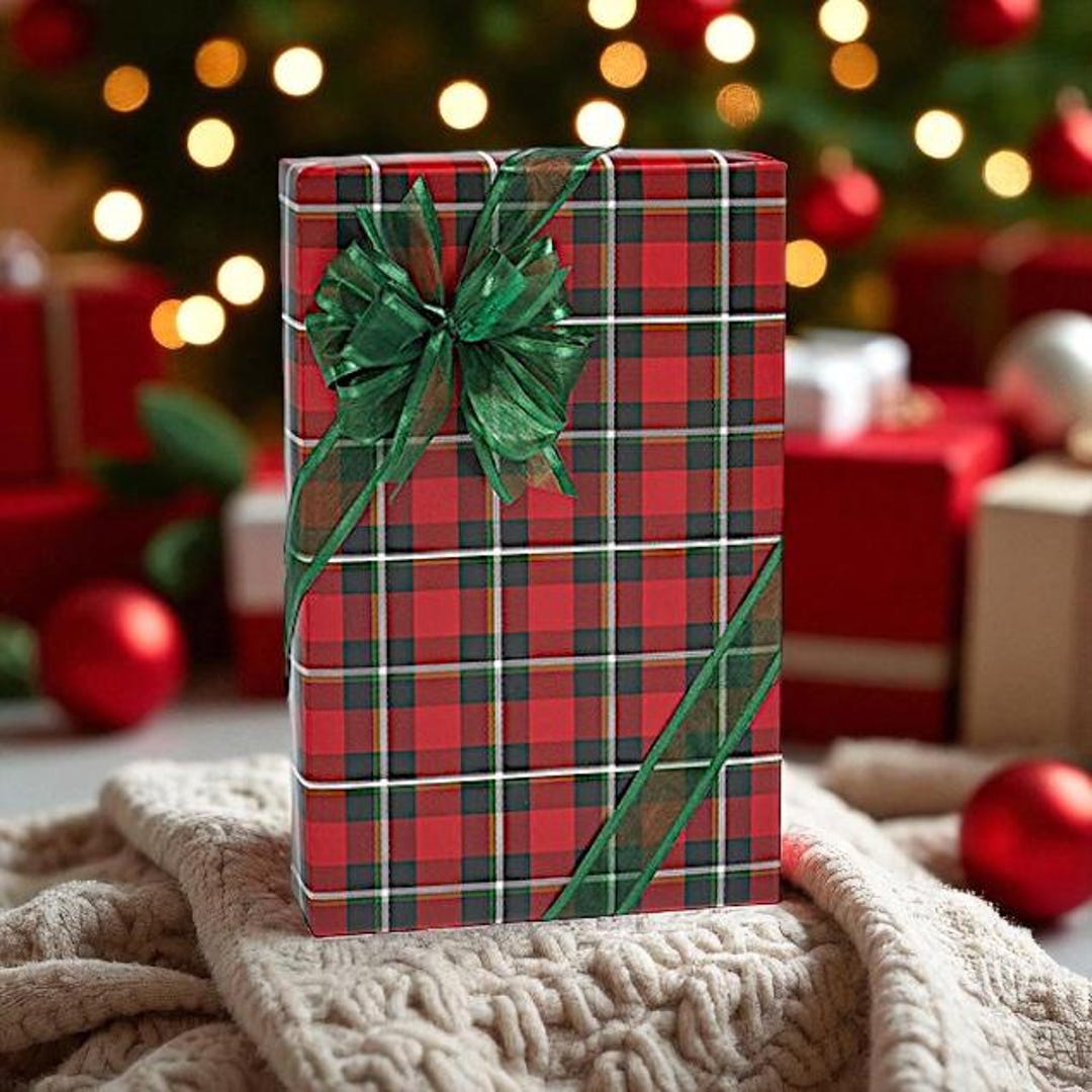 Red TARTAN PLAID Design 24" Gift WRAPPING Paper Choose Length Amount - Etsy