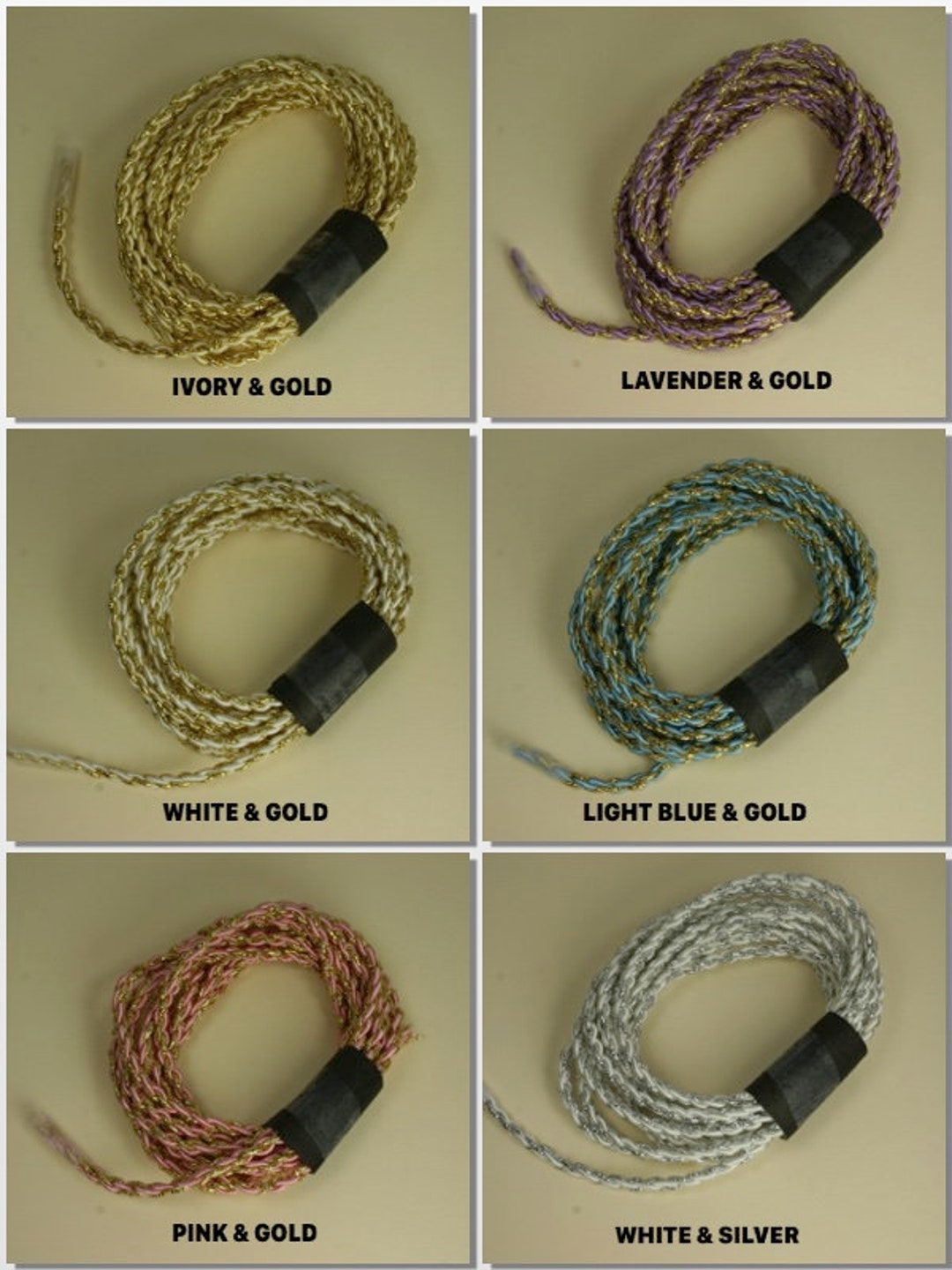 3 Yards 4MM 4 Strand Braided CORD Rope With Metallic Trim Crafting ...