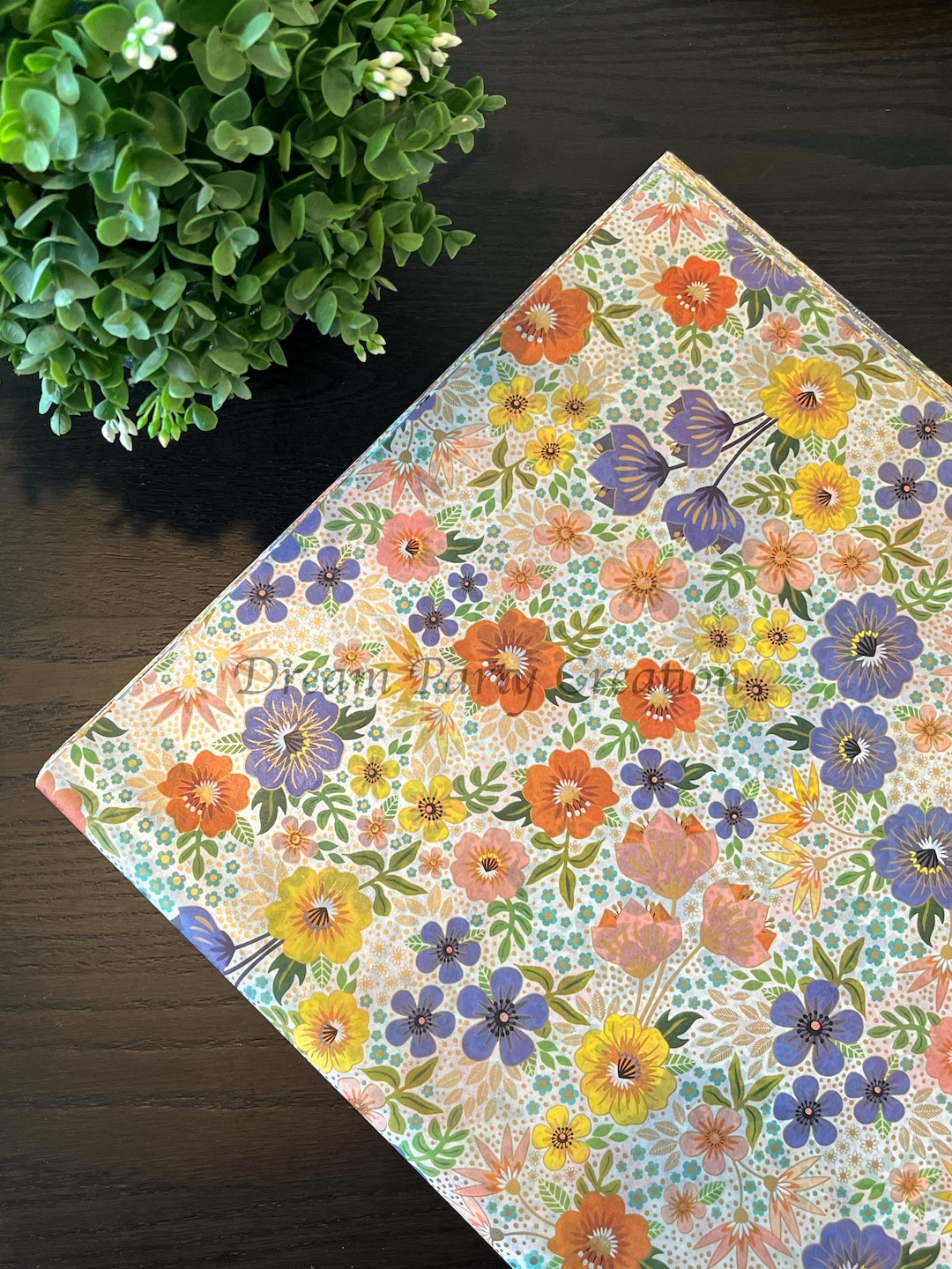 GOLDEN FLORAL Print Design Gift Grade Tissue Paper Sheets Choose Size ...