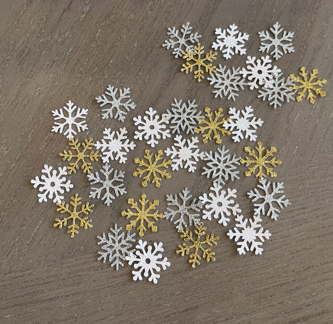 Glitter Gold/silver/white Snowflake Cardstock Confetti Christmas Decor ...