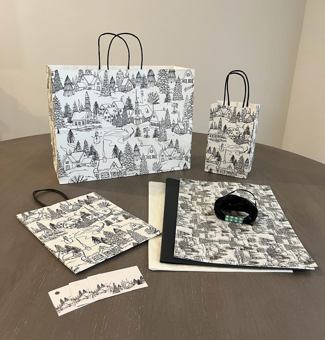 WINTER TOILE Gift Bag Bundle With Tissue Paper, Gift Tags, Raffia ...