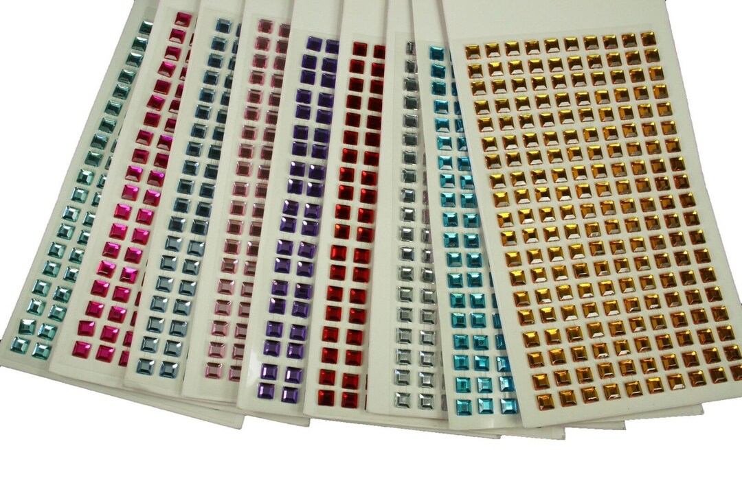 6MM SQUARE Gemstone 190 Pcs Self Adhesive Acrylic Rhinestones Stickers ...