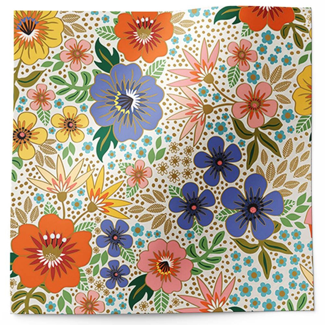GOLDEN FLORAL Print Design Gift Grade Tissue Paper Sheets Choose Size ...