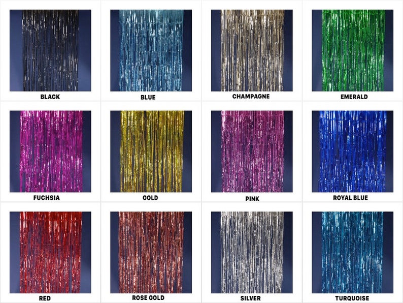 FOIL BACKDROP 40" by 10 Feet Tall Party Metallic Fringe Curtain Drapes ...