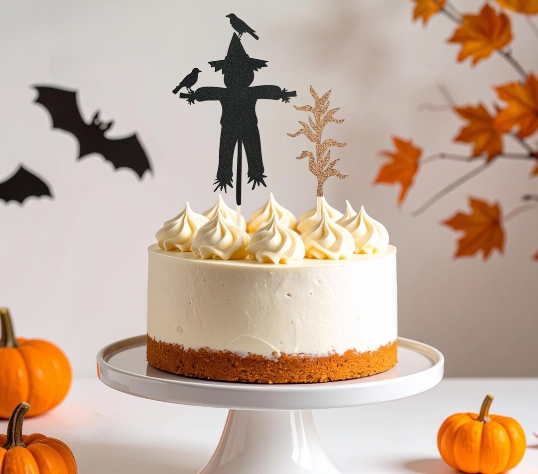 Glitter SCARECROW Design Halloween Cake Topper 7" Tall Choose Single or ...