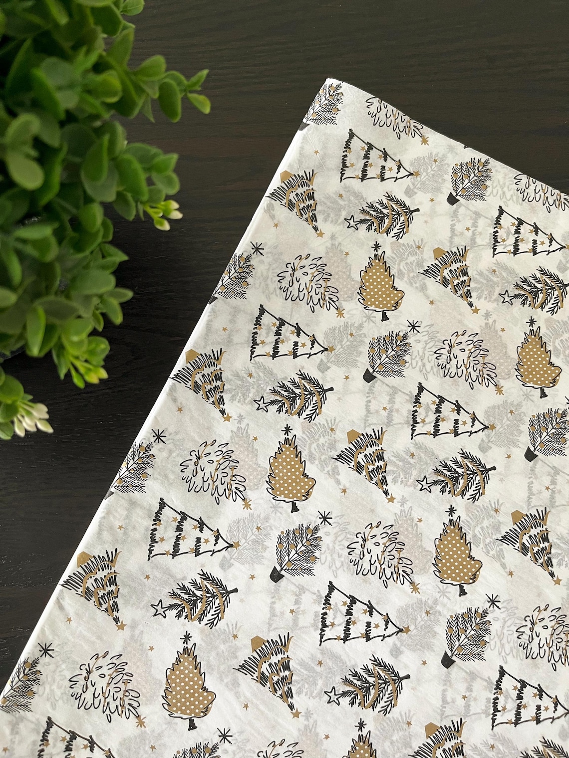 GOLDEN HOLIDAY TREES Design Gift Grade Tissue Paper Sheets Choose Size ...