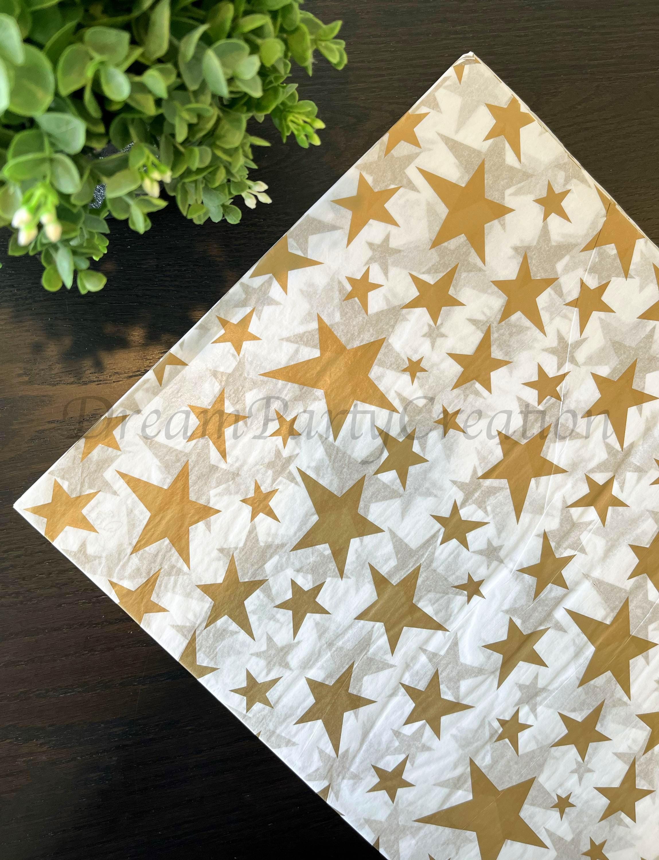 GOLDEN STARS Design Gift Grade Tissue Paper Sheets Choose Size ...