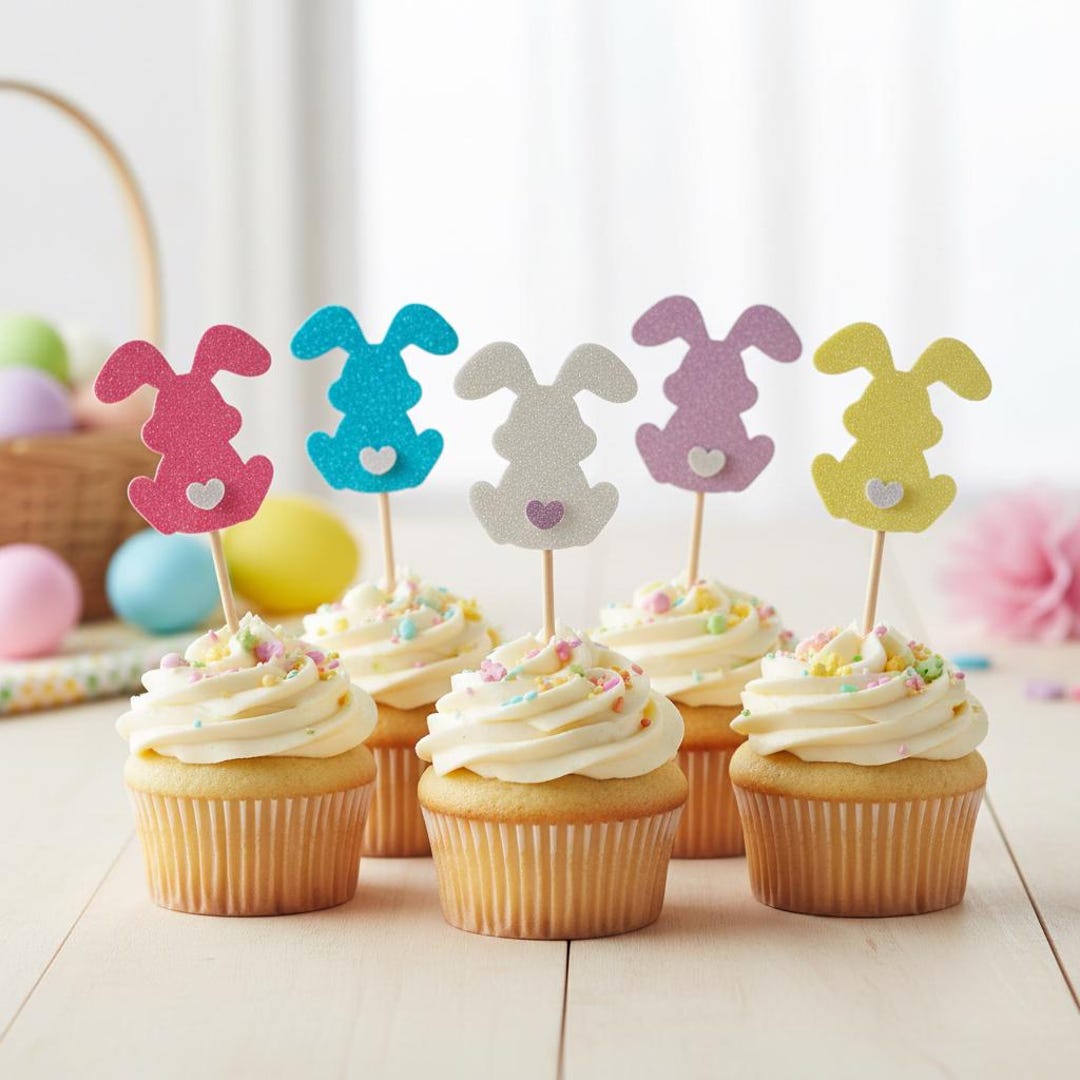 Assorted Easter Bunny Glitter Cupcake Toppers Choose Package Amount - Etsy