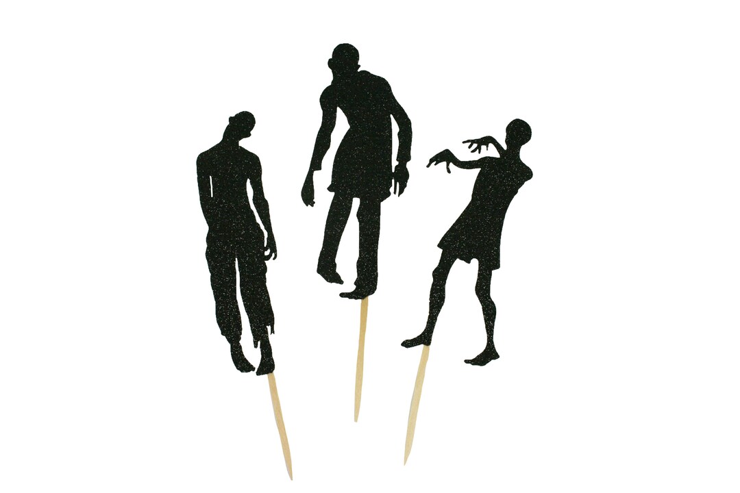 Set of 3 ZOMBIES Glitter Design Halloween Cake Topper - Etsy