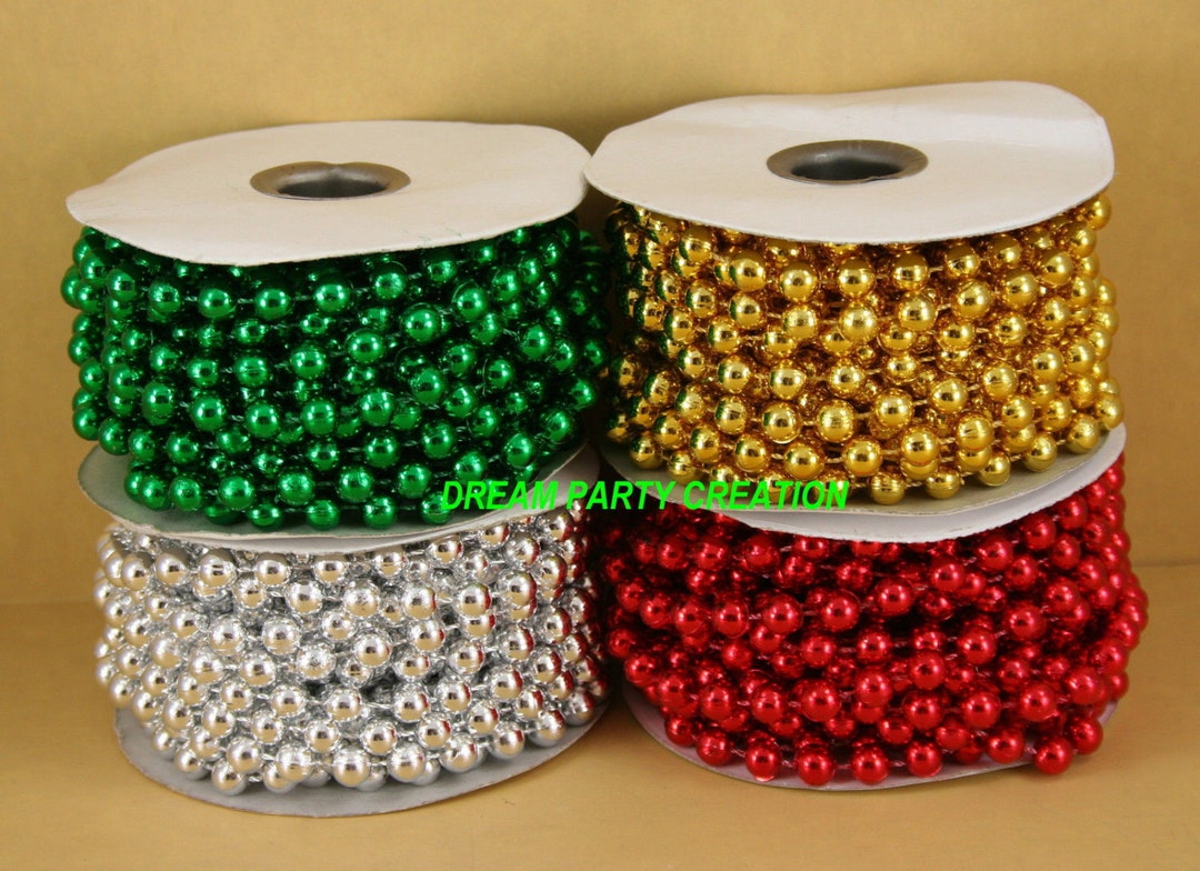 8MM Faux Pearl Plastic BEADS on a String Garland Roll 8 Yards CHOOSE ...