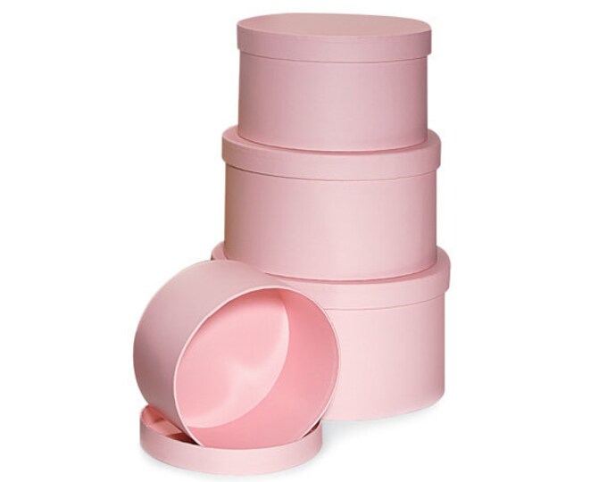 1 Pretty Pink Round Nested Box Matte Gift Box Choose Size - Etsy
