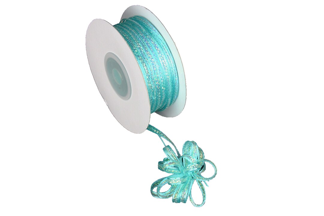 1/8 Nylon Iridescent TROPIC BLUE Pull String Bow Ribbon - Etsy