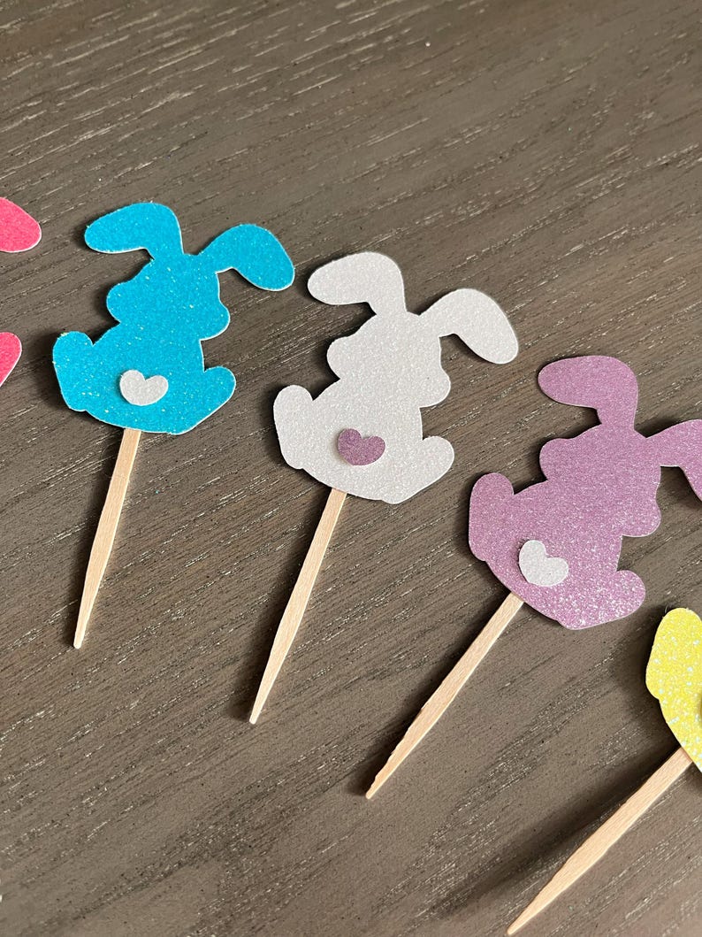 Assorted Easter Bunny Glitter Cupcake Toppers Choose Package Amount - Etsy