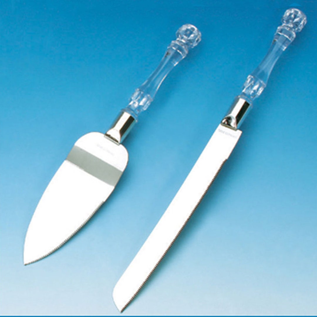 Stainless Steel Cake Server and Knife Set With Acrylic Handle CLOSEOUT ...