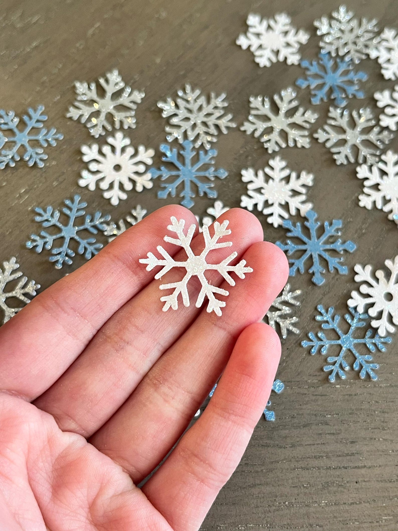 Glitter Blue/silver/white Snowflake Cardstock Confetti Christmas Decor ...