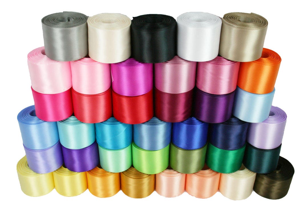 Pack of 41 Colors Rolled up 1-1/2" SINGLE FACE SATIN Ribbon 100% ...