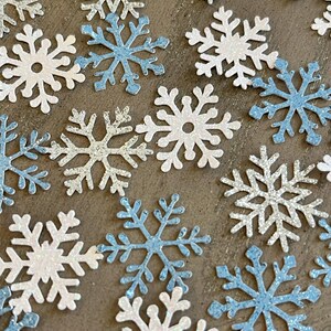 Glitter Blue/silver/white Snowflake Cardstock Confetti Christmas Decor ...