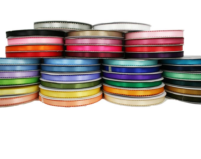 3/8" PICOT Feathered DOUBLE FACE Satin Ribbon 100% Polyester 50 Yards ...