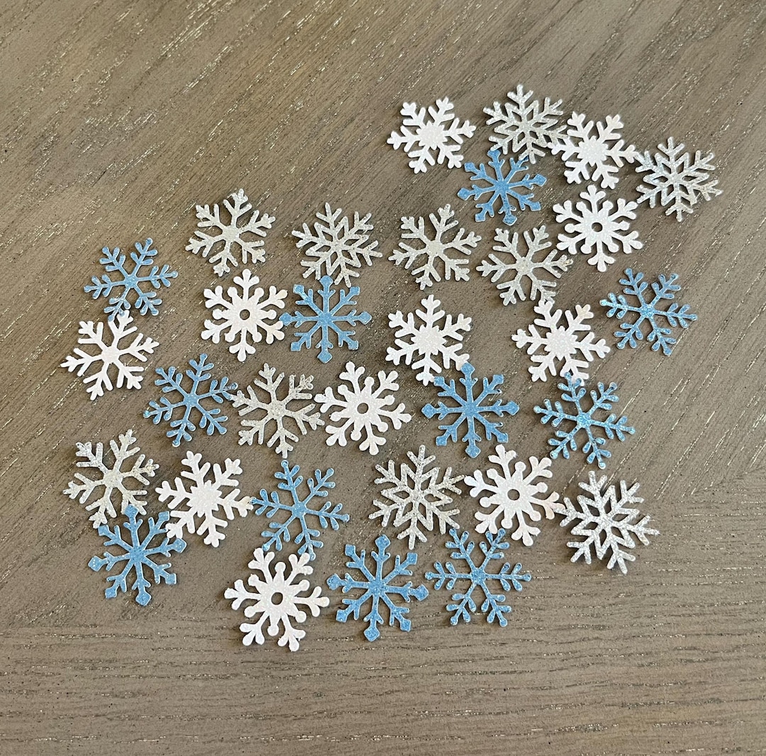Glitter Blue/silver/white Snowflake Cardstock Confetti Christmas Decor ...