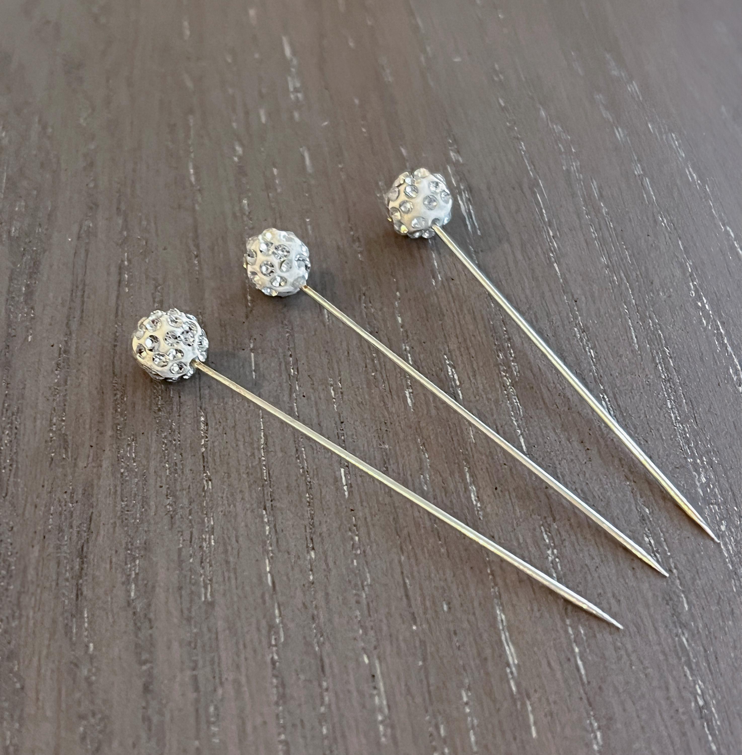 Bouquet Pins Corsage Wedding ROUND BALL Design Crystal Rhinestone ...