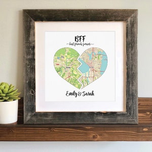 Long Distance Friendship Personalized Map Gift for BFF Long - Etsy