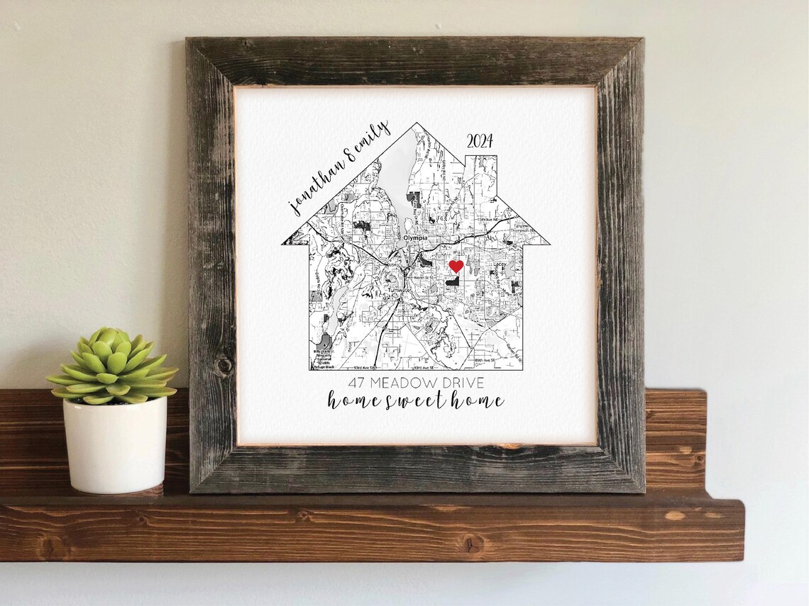 First Home Gift- Housewarming Present, Map of First Home, Moving Gift ...