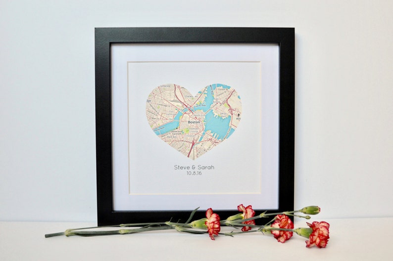Couples Map Art Engagement Location Gift Map Theme Wedding | Etsy