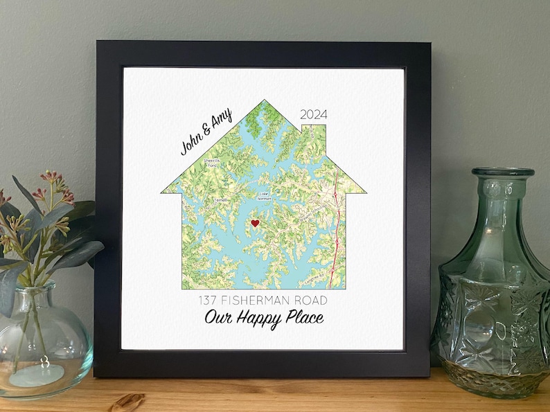 Our Lake House Sign- Personalized Map of Family Vacation House ...