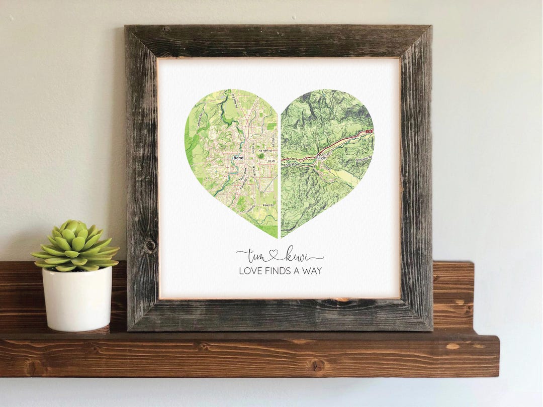 Heart Map Split in Half- Long Distance Relationship Gift for Boyfriend ...