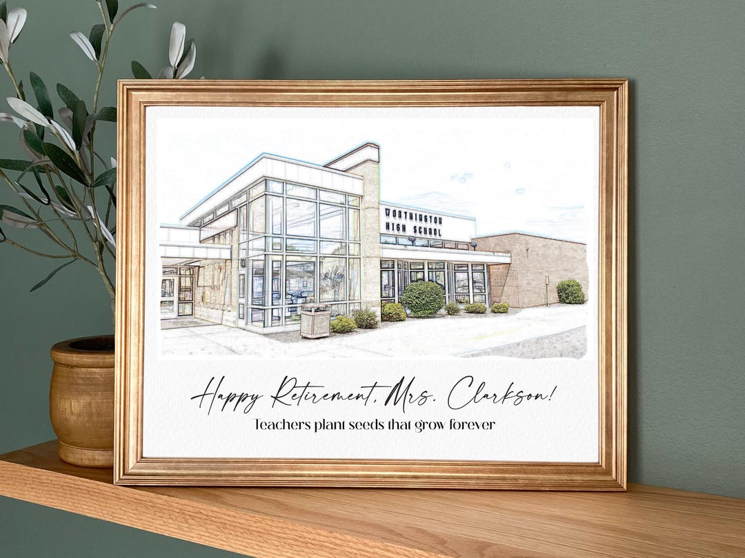 School Drawing Art Print Gift for Retiring Teacher- School ...