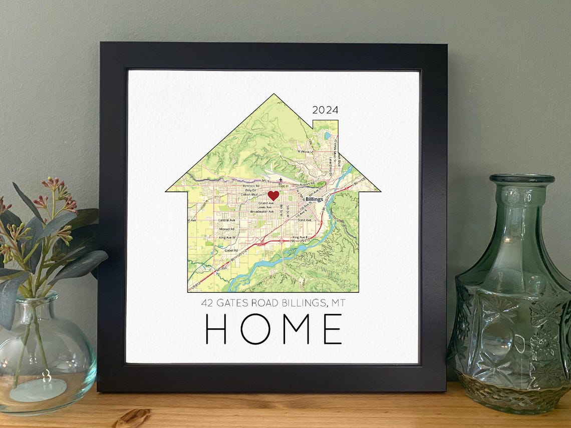 Custom Home Map- First Time Home Buyer, Personalized Housewarming Gift ...
