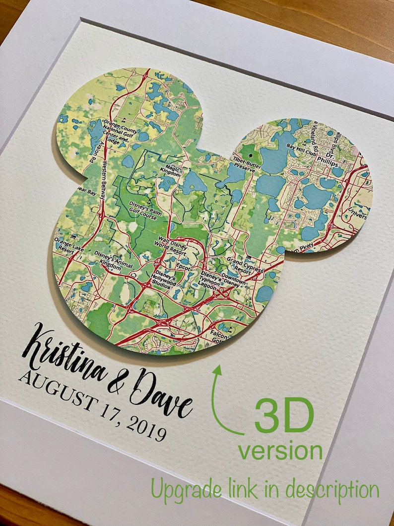 Mickey Mouse Map Disney Proposal Gift for Engagement Party | Etsy