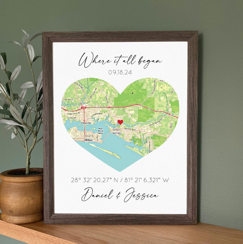 Valentine's Day Gift for Boyfriend- Map of Where We Met, Valentines Day ...