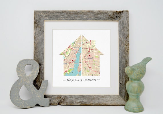 Split House Map Moving Away Gift the Journey Continues - Etsy