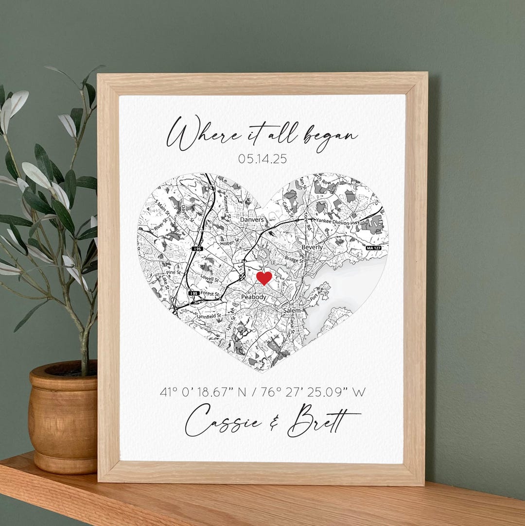 Where We Met Map, Personalized Couples Gift, Custom Map, Boyfriend Gift ...