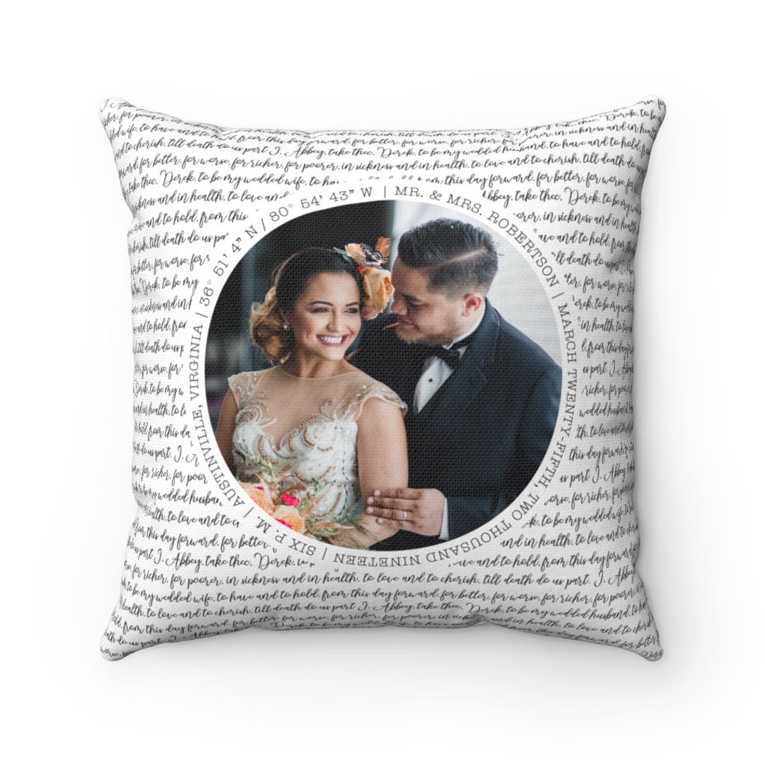 Personalized Photo Pillow With Wedding Vows or First Dance Song Lyrics ...