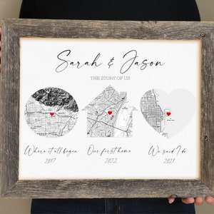 Sentimental Gift for Wife- Maps of Love Story, Valentines Gift for ...